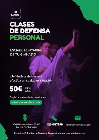 Clases de Defensa Personal: crea flyers con plantillas online