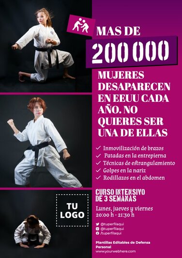 Clases de Defensa Personal: crea flyers con plantillas online