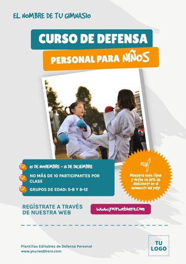 Clases de Defensa Personal: crea flyers con plantillas online