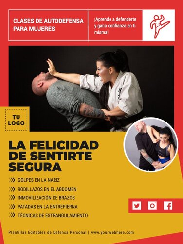 Clases de Defensa Personal: crea flyers con plantillas online