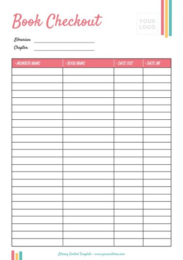 Printable Library Checkout Sheet Templates