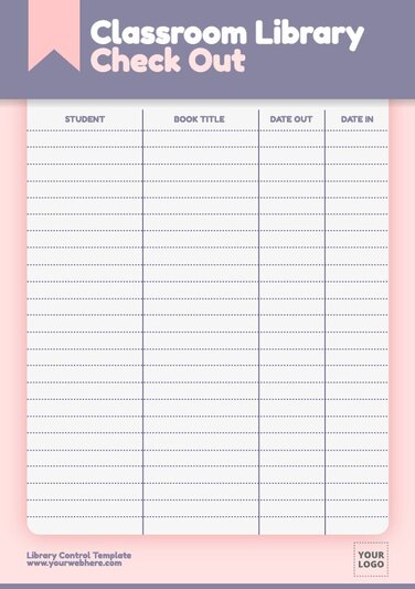 Printable Library Checkout Sheet Templates