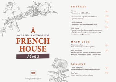 French Restaurant Menu Templates