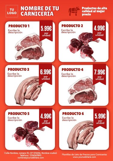Crea un cartel de Carnicería con plantillas editables