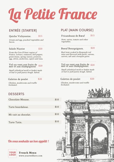 French Restaurant Menu Templates