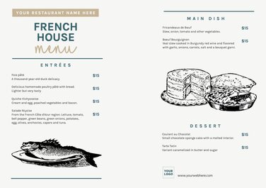 French Restaurant Menu Templates