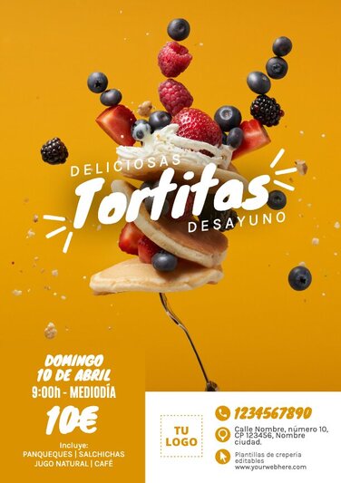 Diseña flyers para Creperías con plantillas online