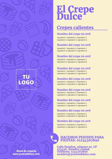 Diseña flyers para Creperías con plantillas online