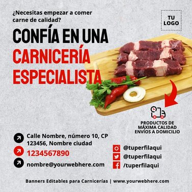 Crea un cartel de Carnicería con plantillas editables