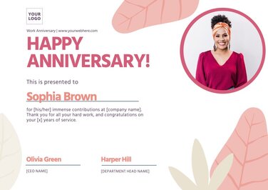 Work Anniversary Card Templates to Customize