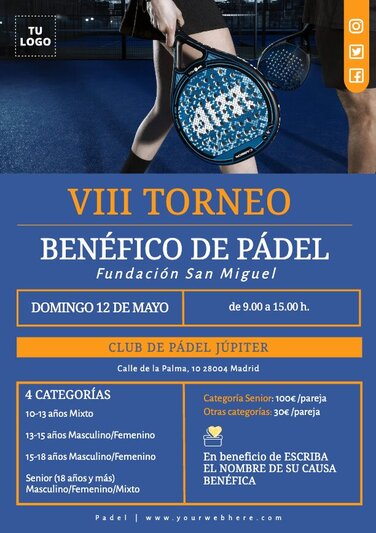 Carteles para clubs de Pádel editables gratis
