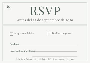 Crea Tarjetas RSVP con plantillas editables online