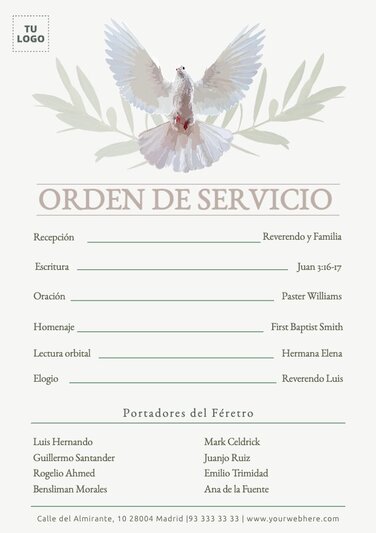 Diseña gratis un programa para un funeral