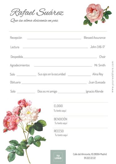 Diseña gratis un programa para un funeral