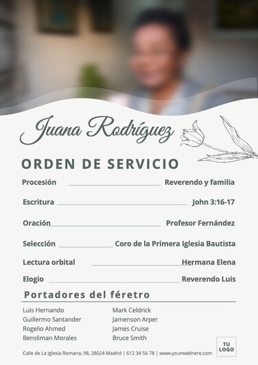 Diseña gratis un programa para un funeral