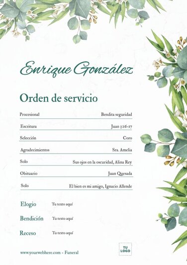 Diseña gratis un programa para un funeral
