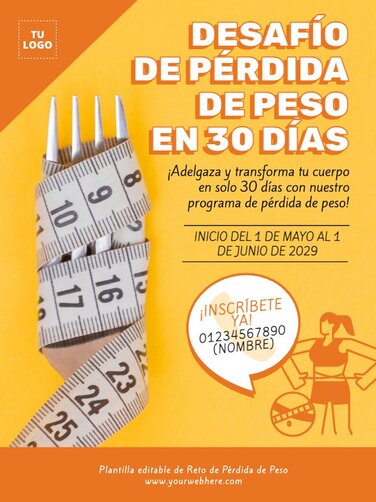 Folletos de Reto para Bajar de Peso editables