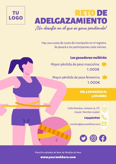 Folletos de Reto para Bajar de Peso editables