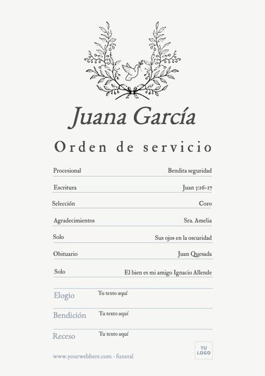 Diseña gratis un programa para un funeral