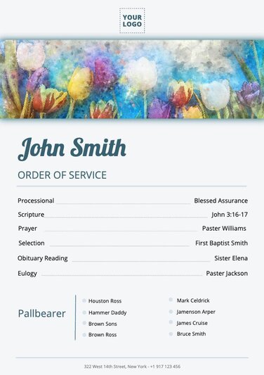 Personnalisez un modèle gratuit de Programme Funéraire