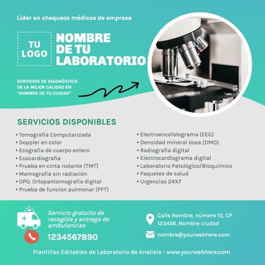 Pósters para Laboratorio de Diagnóstico editables
