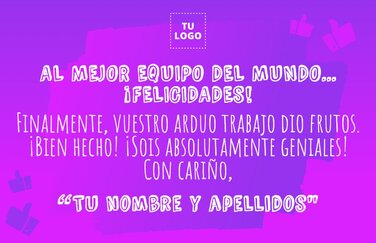 Editar Tarjetas de Buen Trabajo, Felicitaciones