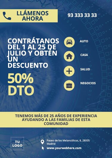 Plantillas de Seguros de Autos para diseñar anuncios