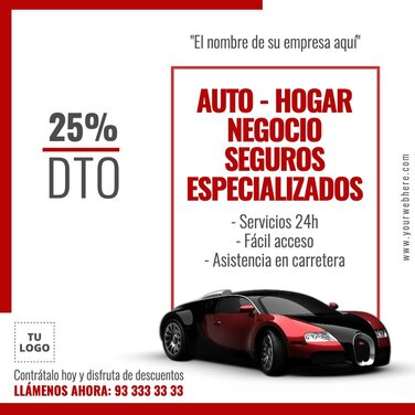 Plantillas de Seguros de Autos para diseñar anuncios