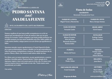 Plantillas de programa de boda editables gratis