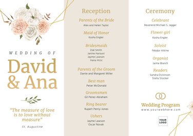Wedding program template designs to edit online