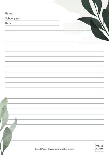 Free Elementary Lined Paper to print