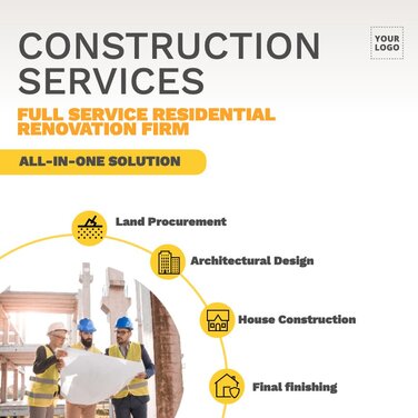 Free construction company poster and banner templates