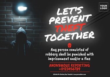 No Stealing Sign Templates for your Business