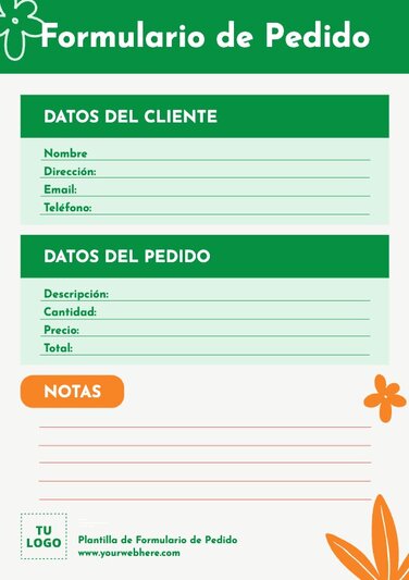 Personaliza Hojas de Pedido para tu empresa