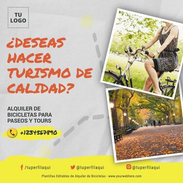 Alquiler de Bicicletas: crea carteles con plantillas online