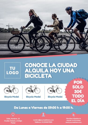 Alquiler de Bicicletas: crea carteles con plantillas online