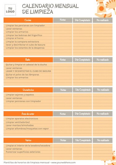Diseña un Plan de Limpieza Semanal para imprimir