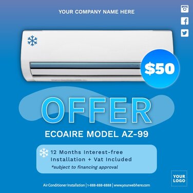 Air Conditioner Banner Designs to Edit Online