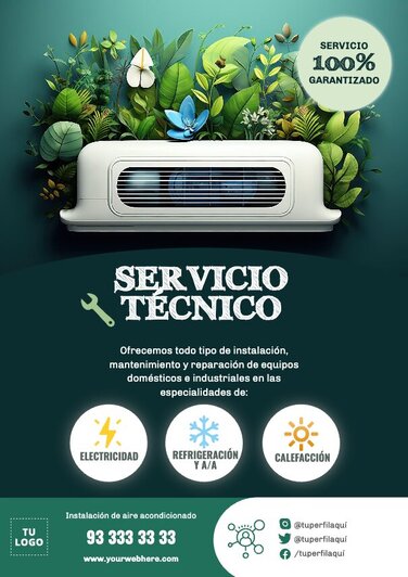 Crea folletos de Aire Acondicionado con plantillas online
