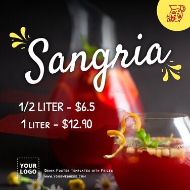 Create Drink Posters with Prices for Free