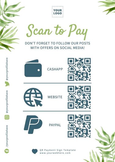 Custom payment sign templates to print