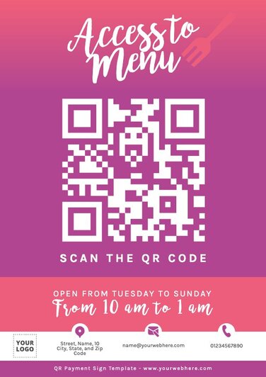 Custom payment sign templates to print