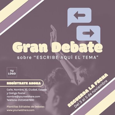 Crea flyers para Debates con plantillas editables