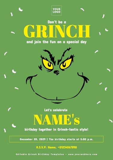 Editable Grinch Party Invitation Templates