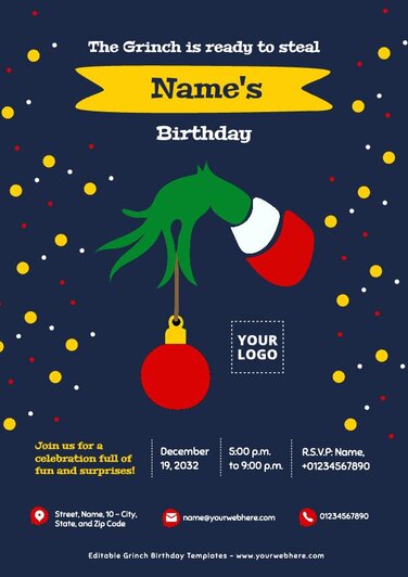 Editable Grinch Party Invitation Templates