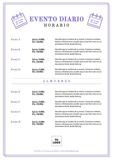 Edita plantillas para Programas de Eventos