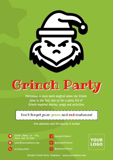 Editable Grinch Party Invitation Templates