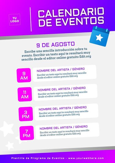 Edita plantillas para Programas de Eventos