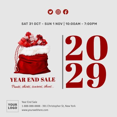 Customizable End of Year Sale Banner Templates