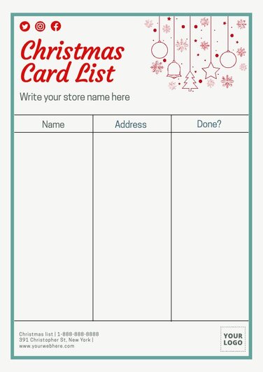 Printable Christmas List Templates for your Business